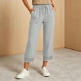 Cagogo Women Plus Size Wide Leg Elastic Waist Capri Pants with Pockets ...