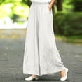 Cagogo Women Plus Size Wide Leg Elastic Waist Trousers with Pockets ...