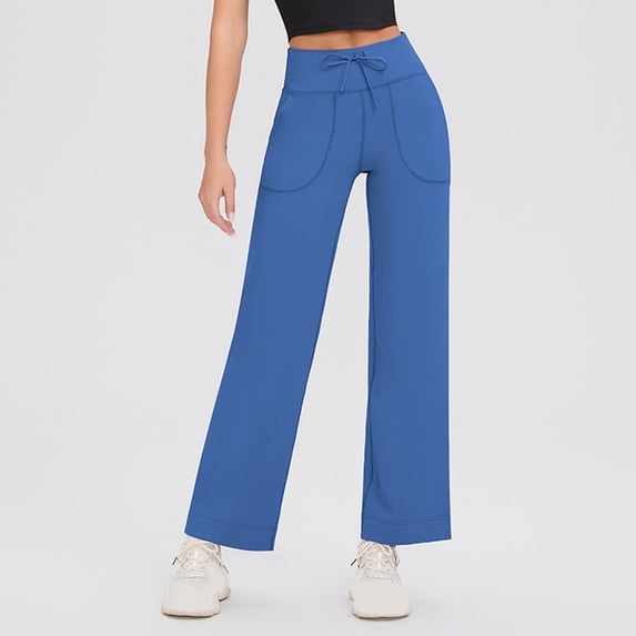 Cagogo Women Plus Size Wide Leg Pants with Pockets High Waisted Casual ...