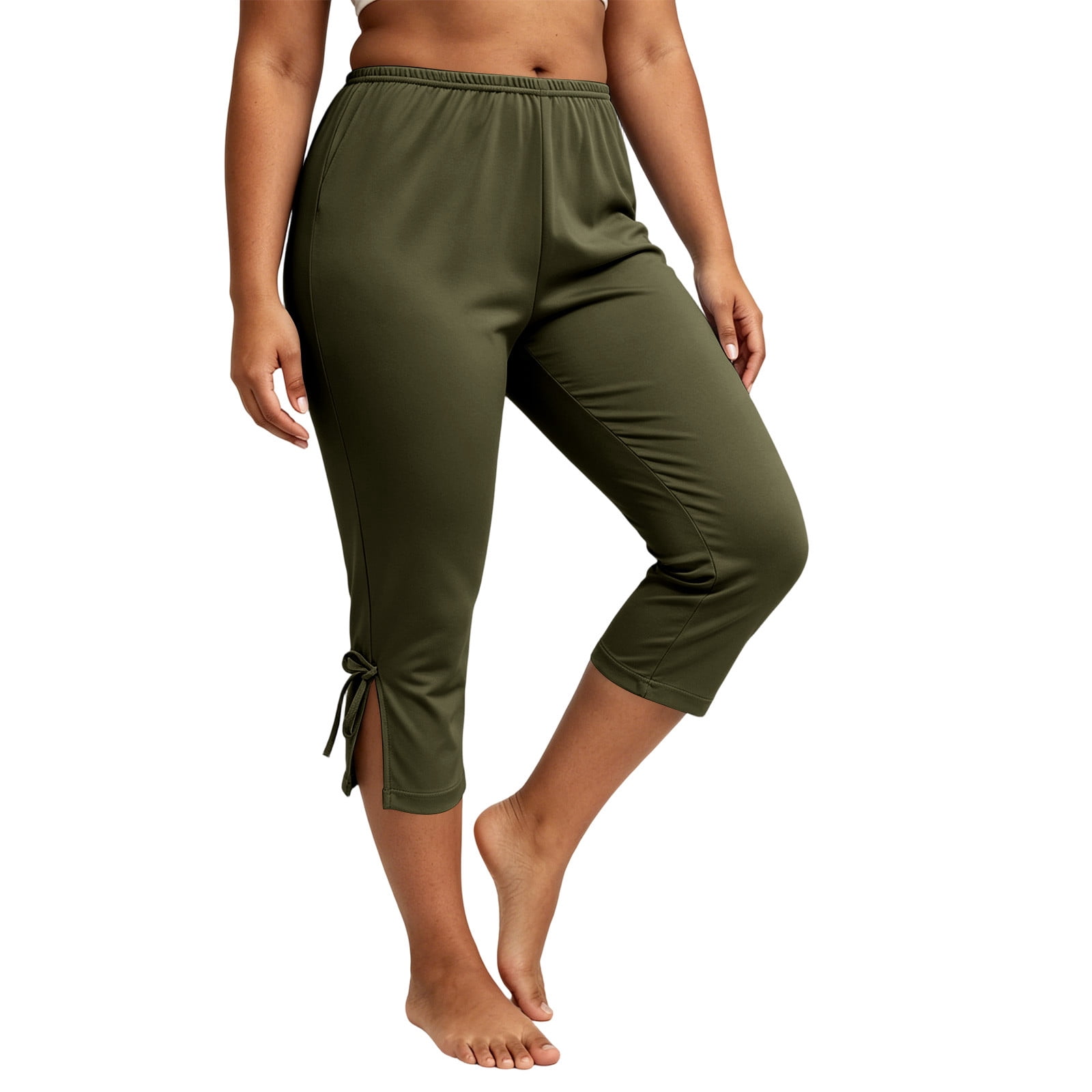 Cagogo Women'S Capri Pants Elastic Waist Summer Casual Loose Fit Lounge ...