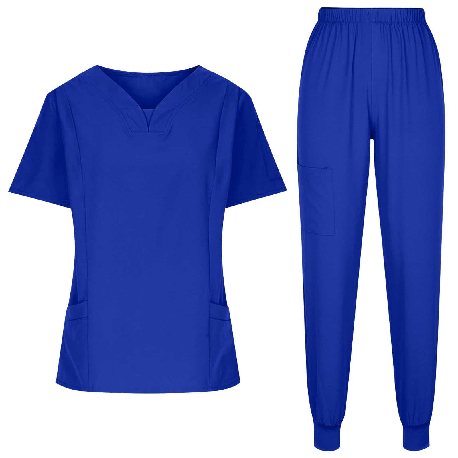 Cagogo Women's 2 Piece Short Sleeve V Neck T-Shirt Set Elastic Waisted ...