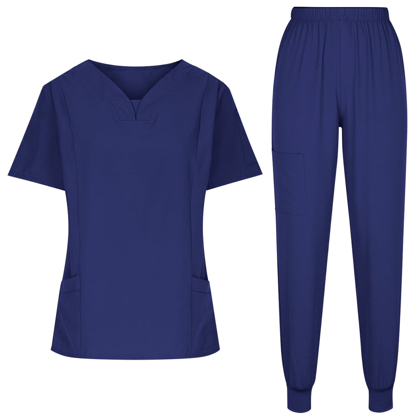 Cagogo Women's 2 Piece Short Sleeve V Neck T-Shirt Set Elastic Waisted ...