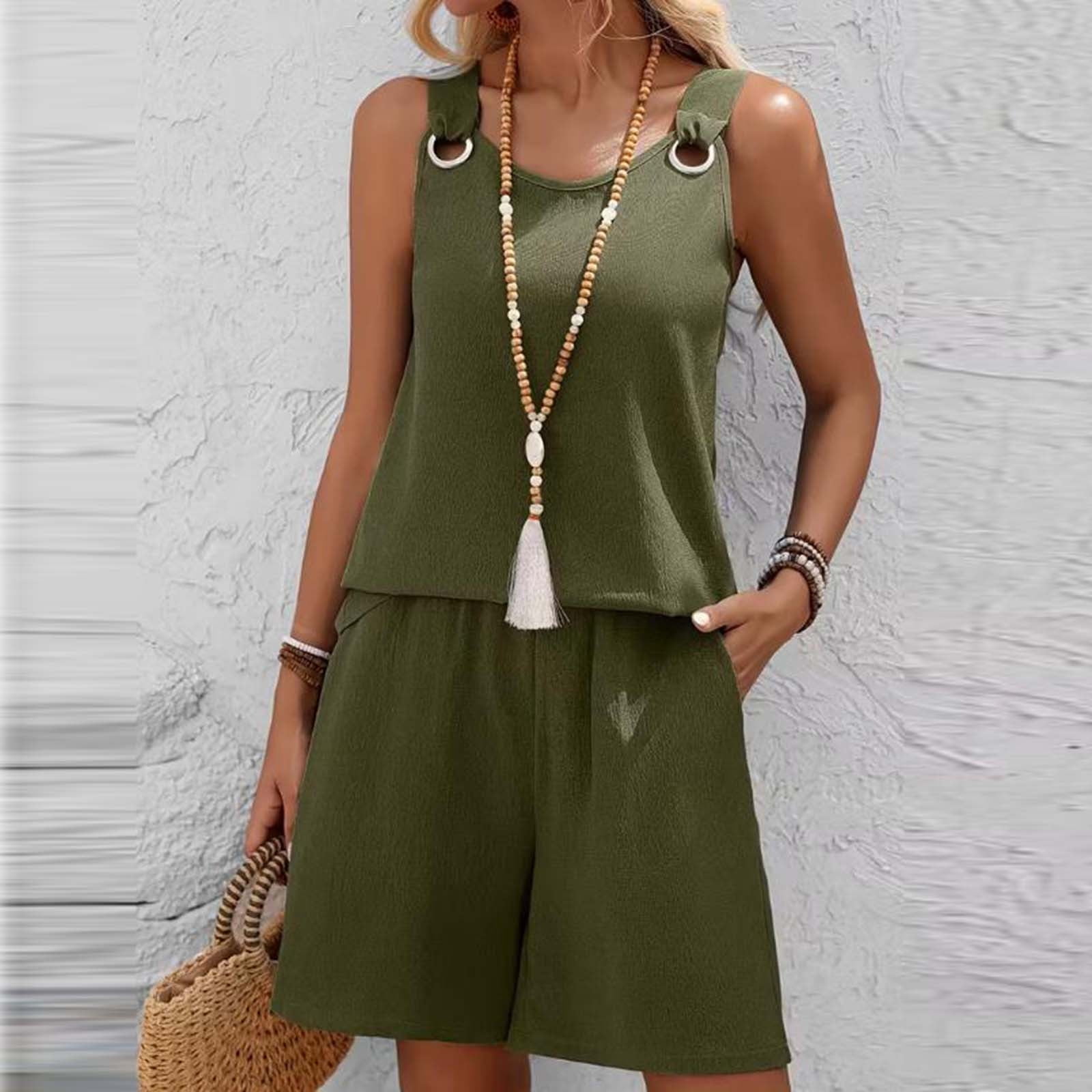 Cagogo Women's 2 Piece Shorts Set Casual Summer Cruise Outfits Loose ...