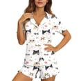 Cagogo Women's 2 Piece Shorts Set Cat V Neck Short Sleeve Tops Casual ...