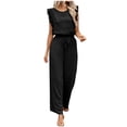 Cagogo Women's 2 Piece Sleeveless Round Neck Top Wide Leg Pants Set ...