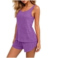 Cagogo Women's 2 Piece Sleeveless Tank Top Shorts Set Casual Solid ...