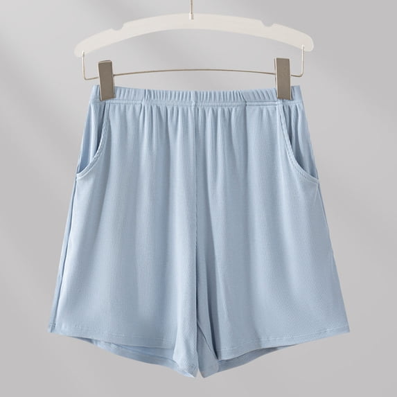 Cagogo Women's Elastic Waist Shorts with Pockets Solid Casual Loose ...