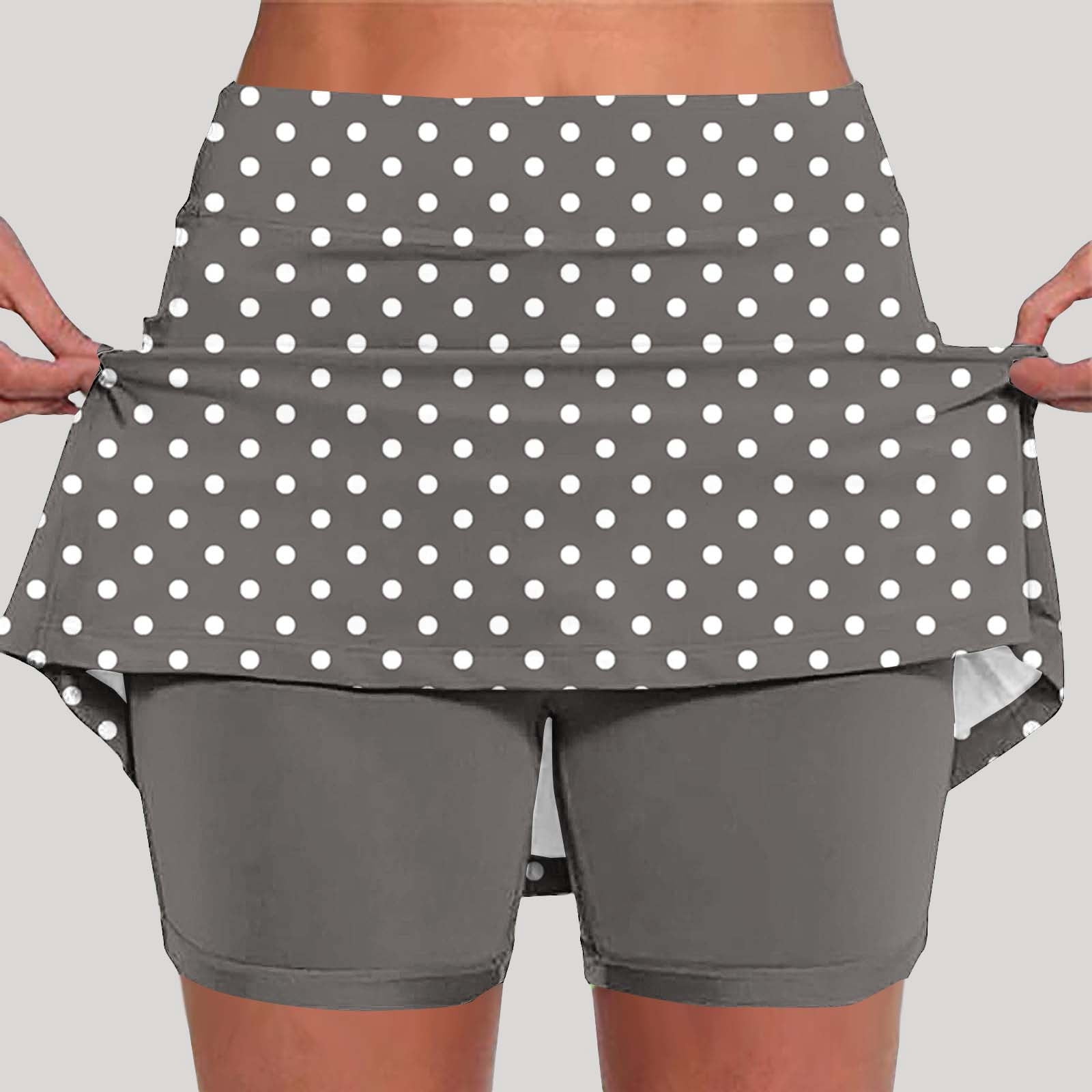 Cagogo Women's High Waisted Polka Dot Sport Shorts Skirt Slim Fit Quick ...