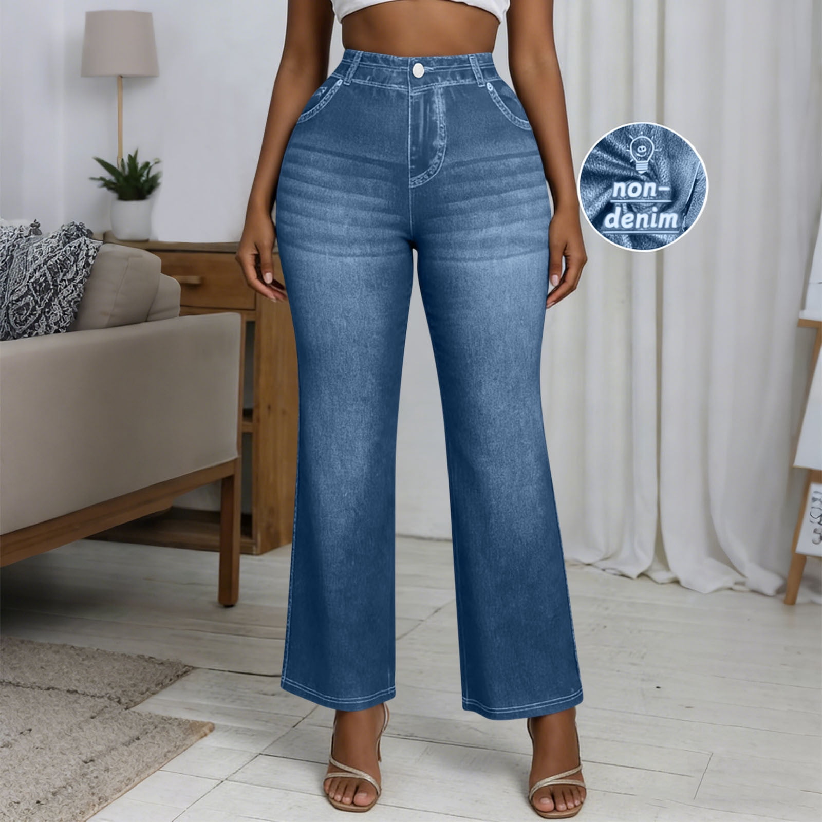Cagogo Women's High Waisted Wide Leg Jeans with Pockets Casual Flare ...