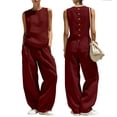 Cagogo Women's Plus Size 2 Piece Set Round Neck Sleeveless Tank Top ...