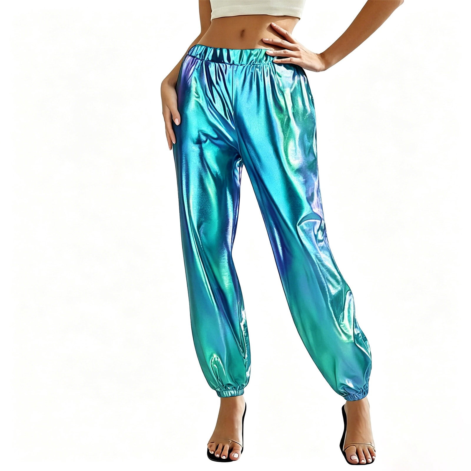 Cagogo Women's Plus Size Harem Pants Elastic Waist Flowy Casual Lounge ...