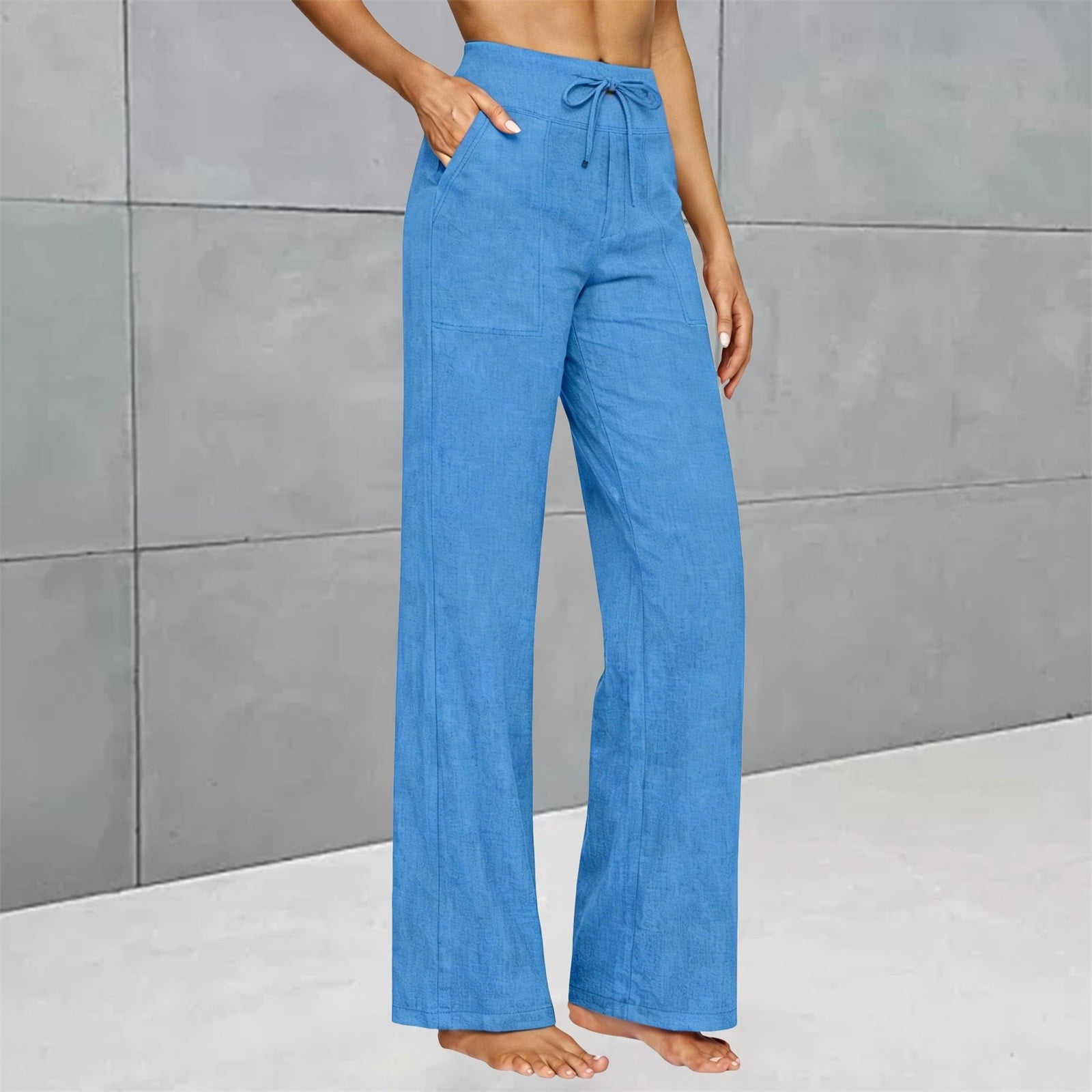 Cagogo Women's Plus Size Wide Leg High Waisted Trousers with Pockets ...