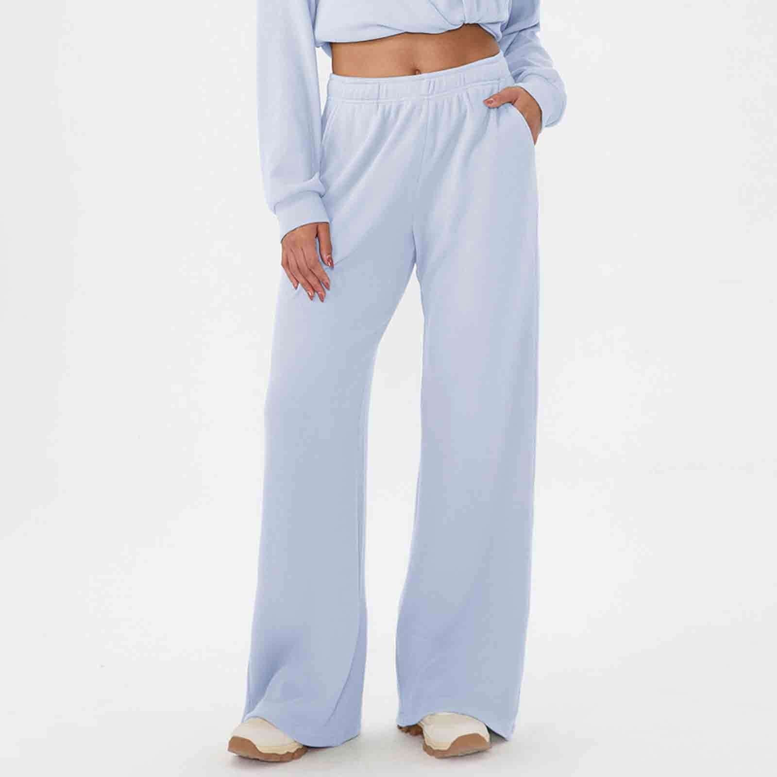 Cagogo Women's Wide Leg Elastic Waist Lounge Pants Casual Travel Pants ...