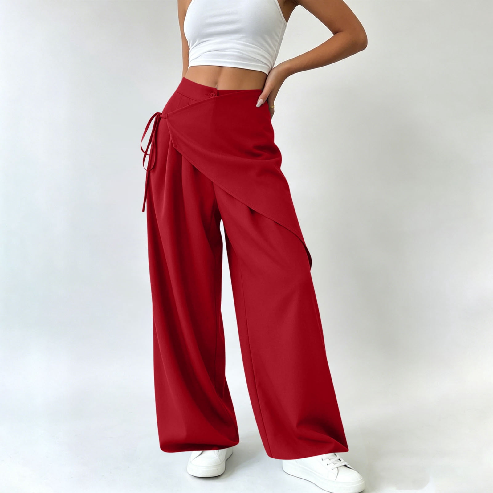 Cagogo Women's Wide Leg High Waisted Casual Flowy Palazzo Pants Summer ...