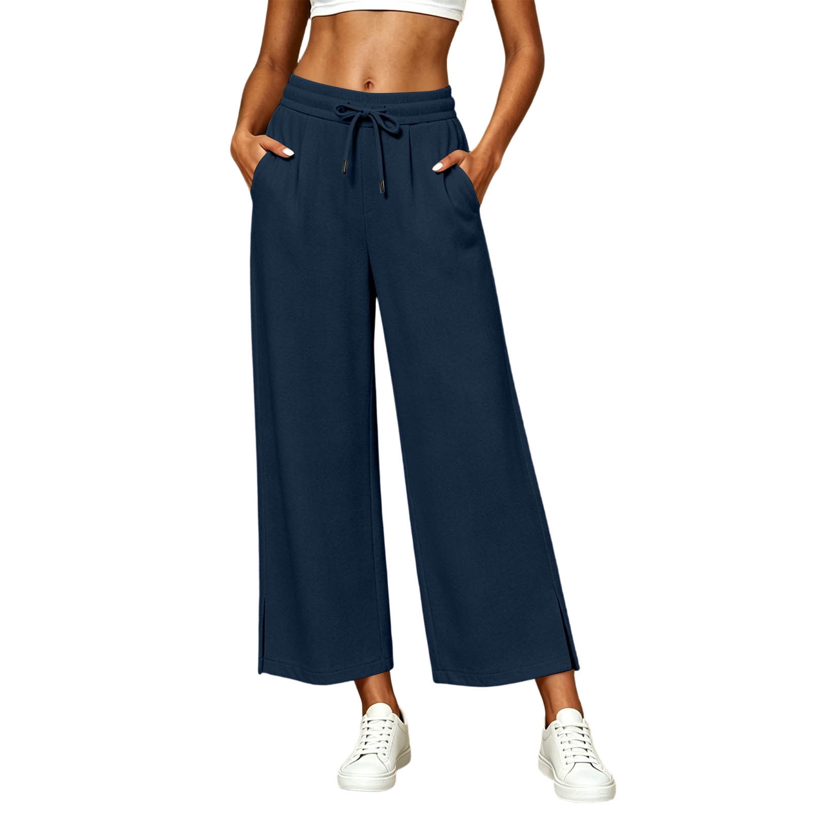 Cagogo Women's Wide Leg High Waisted Lounge Pants with Pockets Casual ...