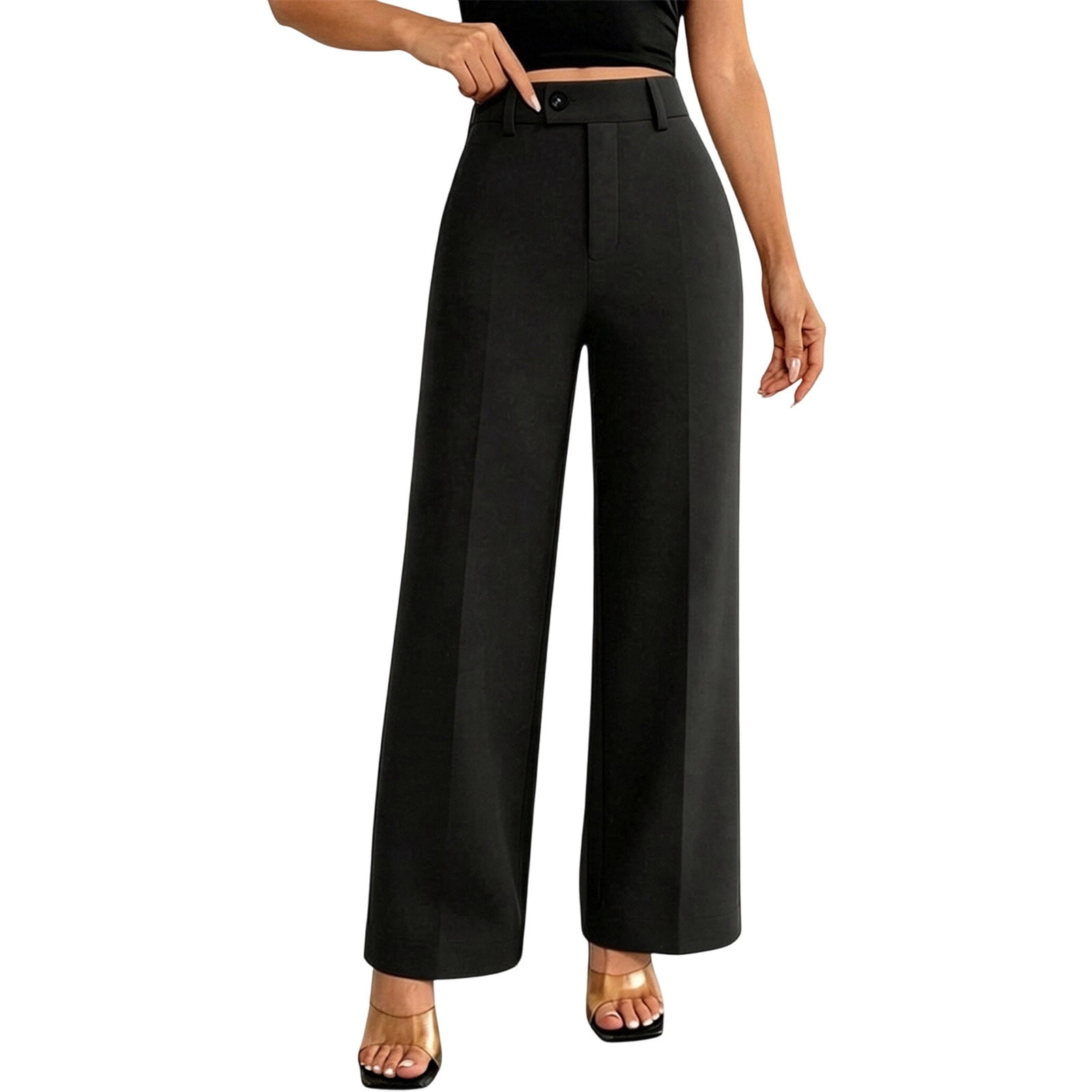 Cagogo Women's Wide Leg Trousers High Waisted Palazzo Pants with ...