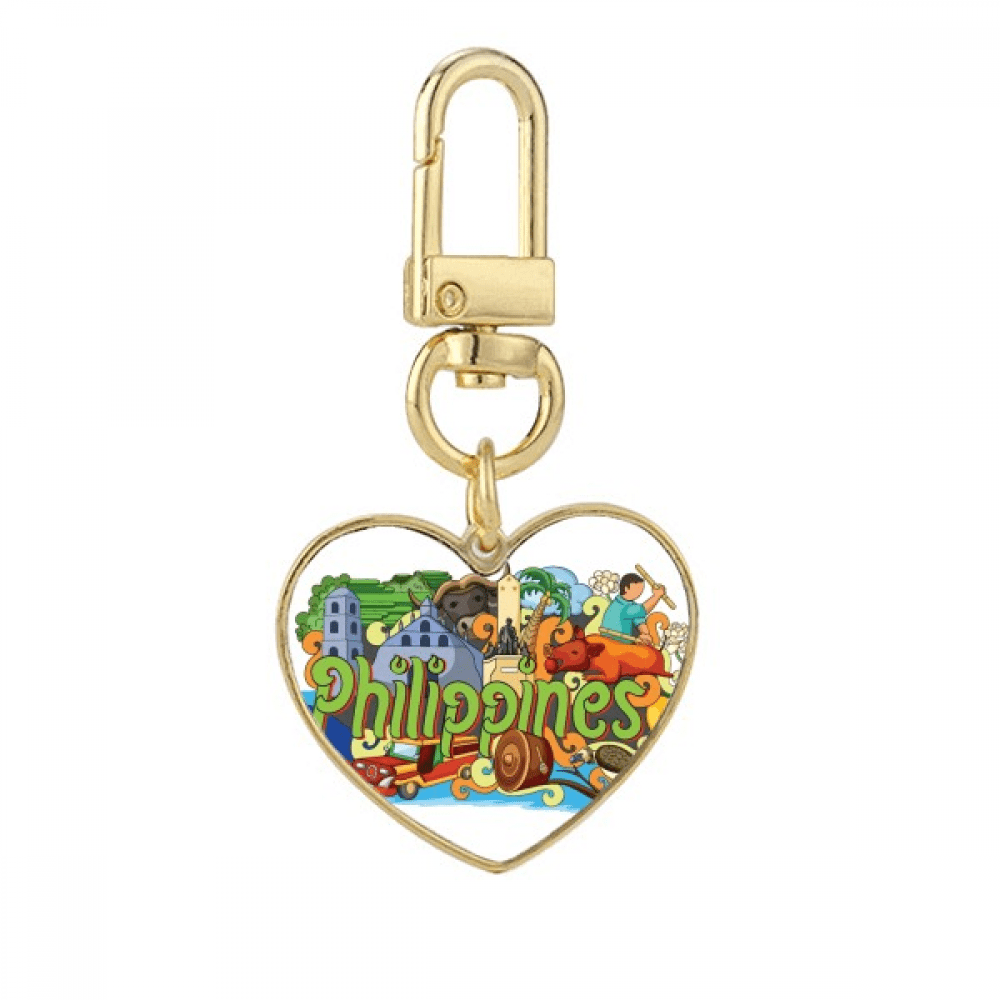 Caguen Philippine Graffiti Gold Heart Keychain Metal Keyring Holder ...