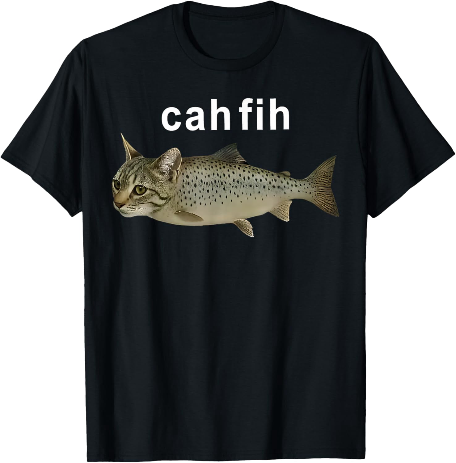 Cah Fih Catfish Misspelled Fish Meme Cat Calling Random Mens T-Shirt ...