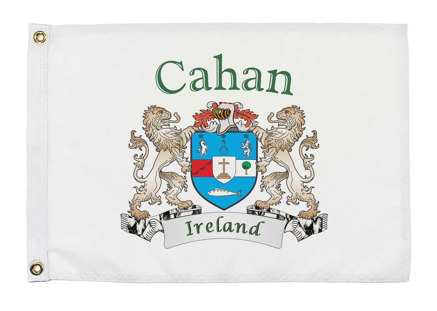 Cahan Irish Coat of Arms Small White Flag - 16"x10.5" inches - Walmart.com