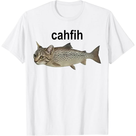 Cahfih Misspelled Fish Meme Cat Fish Funny Mens T-Shirt - Walmart.com