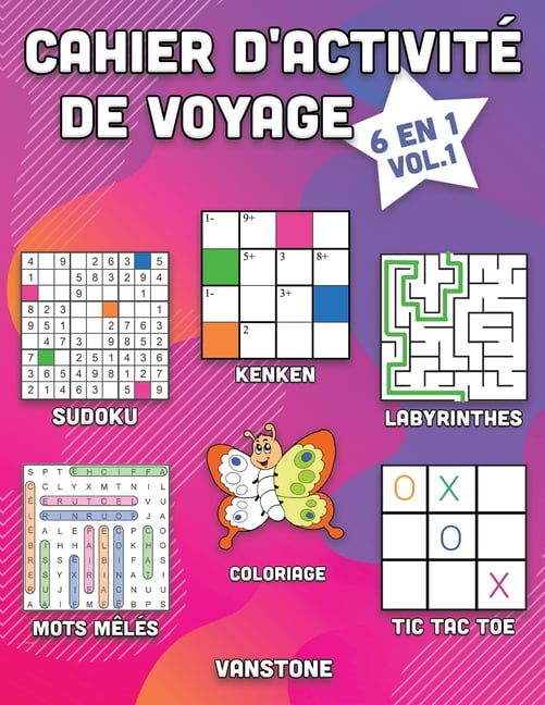 Cahier d'Activité de Voyage: 6 en 1 - Sudoku, Mots mêlés, coloriage ...