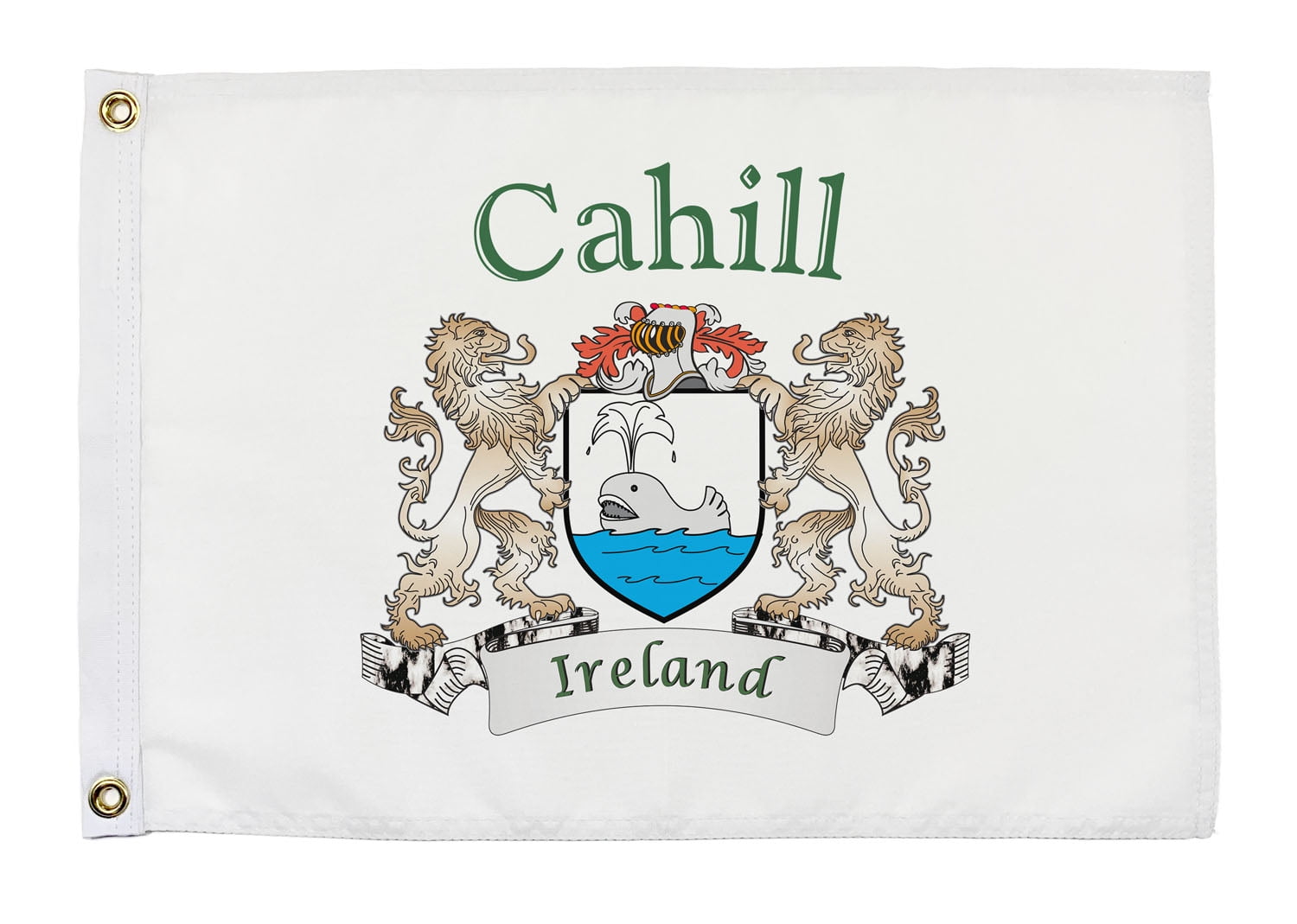 Cahill Irish Coat of Arms Small White Flag - 16"x10.5" inches - Walmart.com