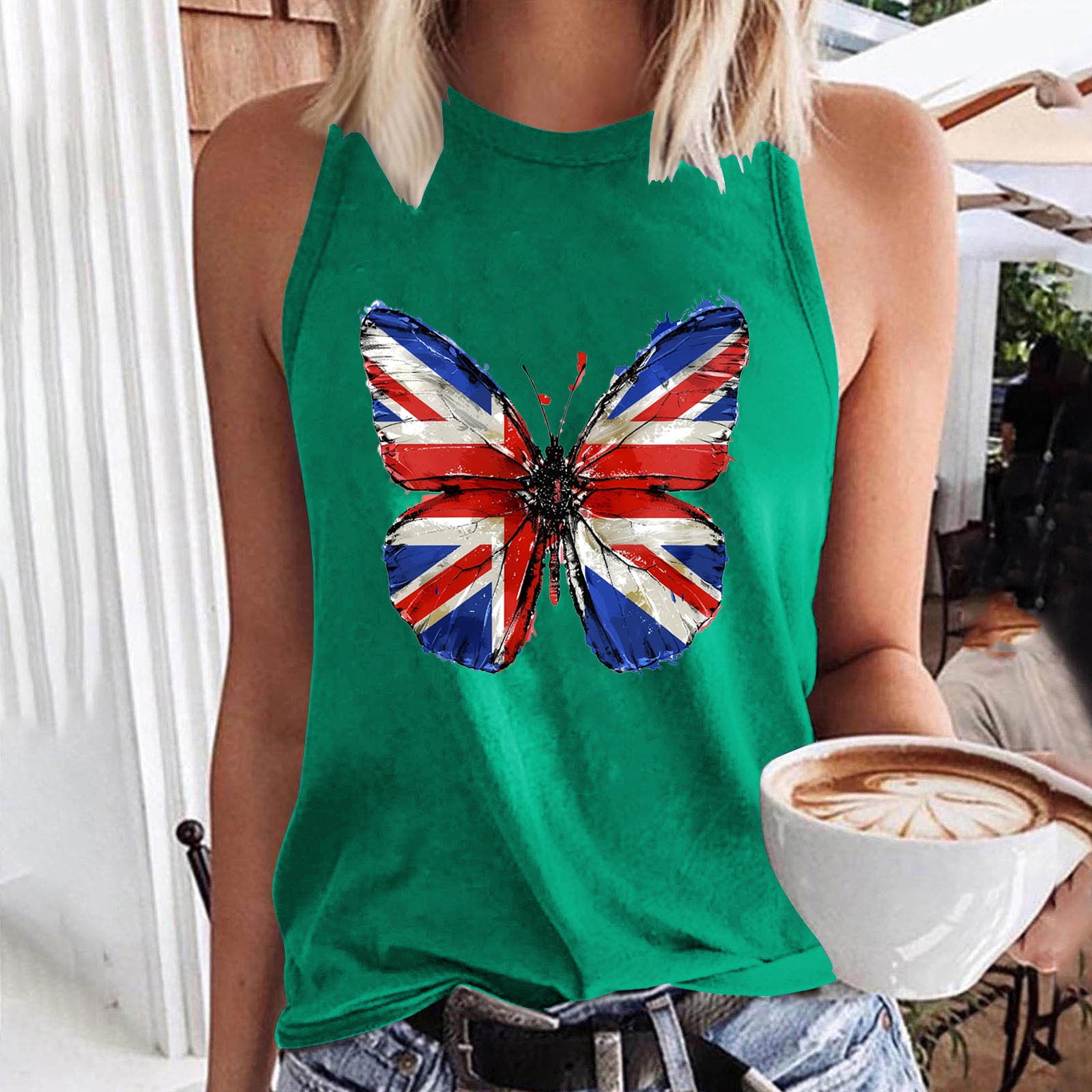 CaiJunJia American Flag Tank Tops Women 4th of July Patriotic Shirts ...