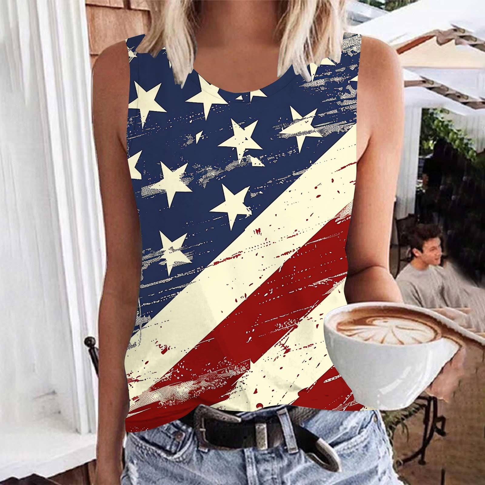 CaiJunJia American Flag Tank Tops for Women 2025 4th of July Sleeveless ...