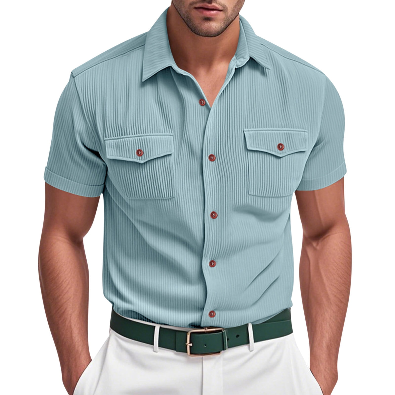 CaiJunJia Button Shirts for Men,Mens Button Down Shirts Short Sleeve ...