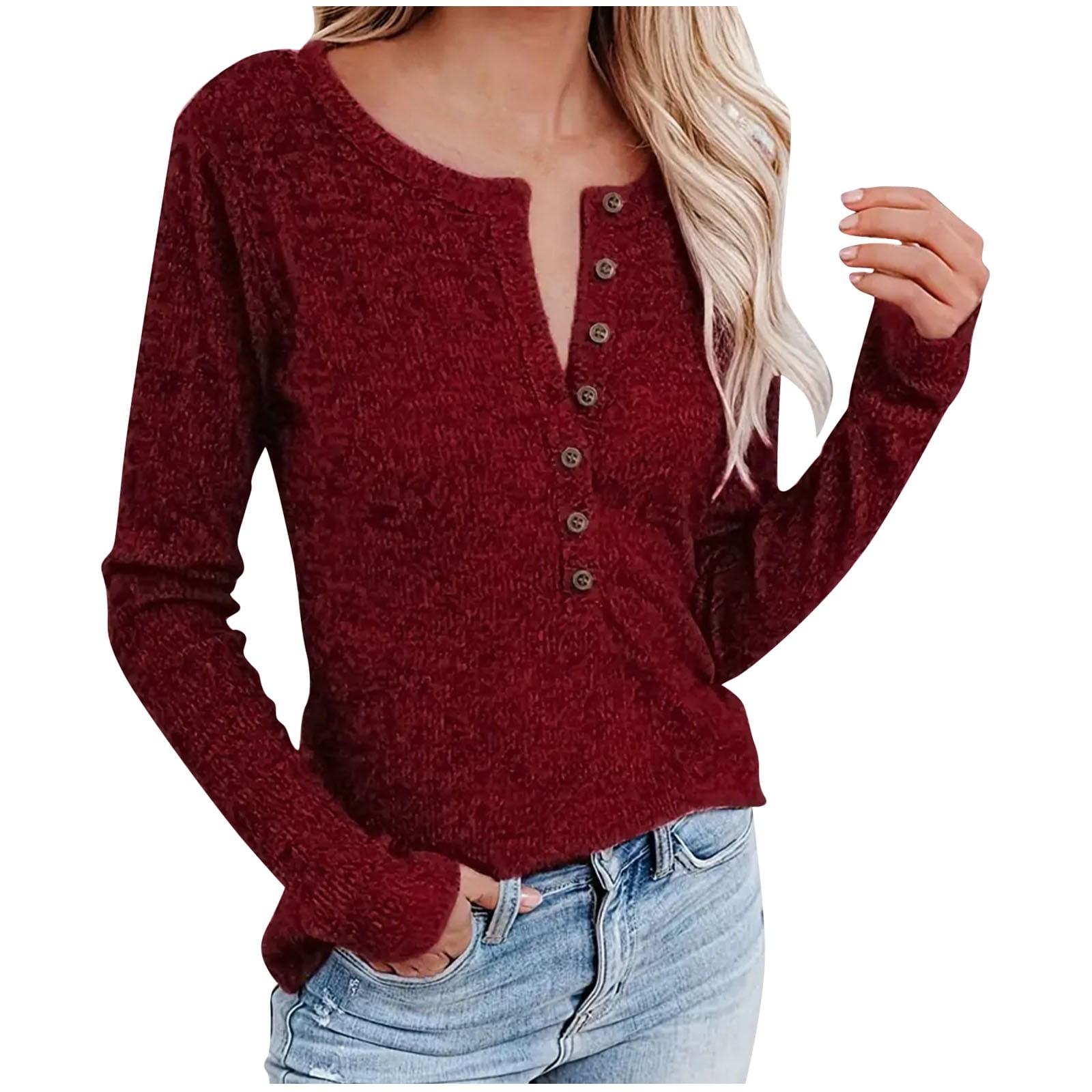 CaiJunJia Clearance No Boundaries Long Sleeve Tops,Women's Knitted Long ...