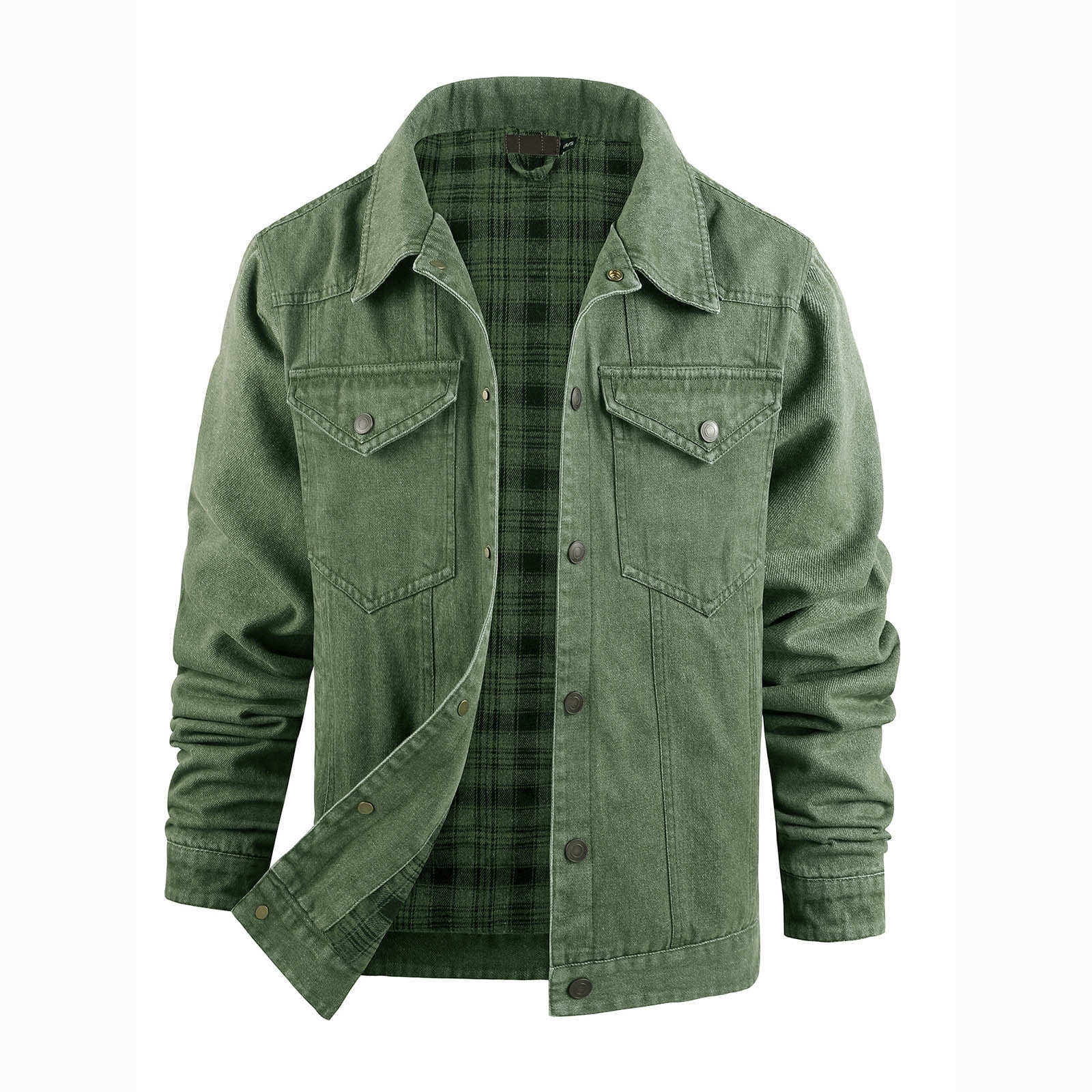 CaiJunJia Clearance No Boundaries Men's Denim Shirt Jacket Plaid ...
