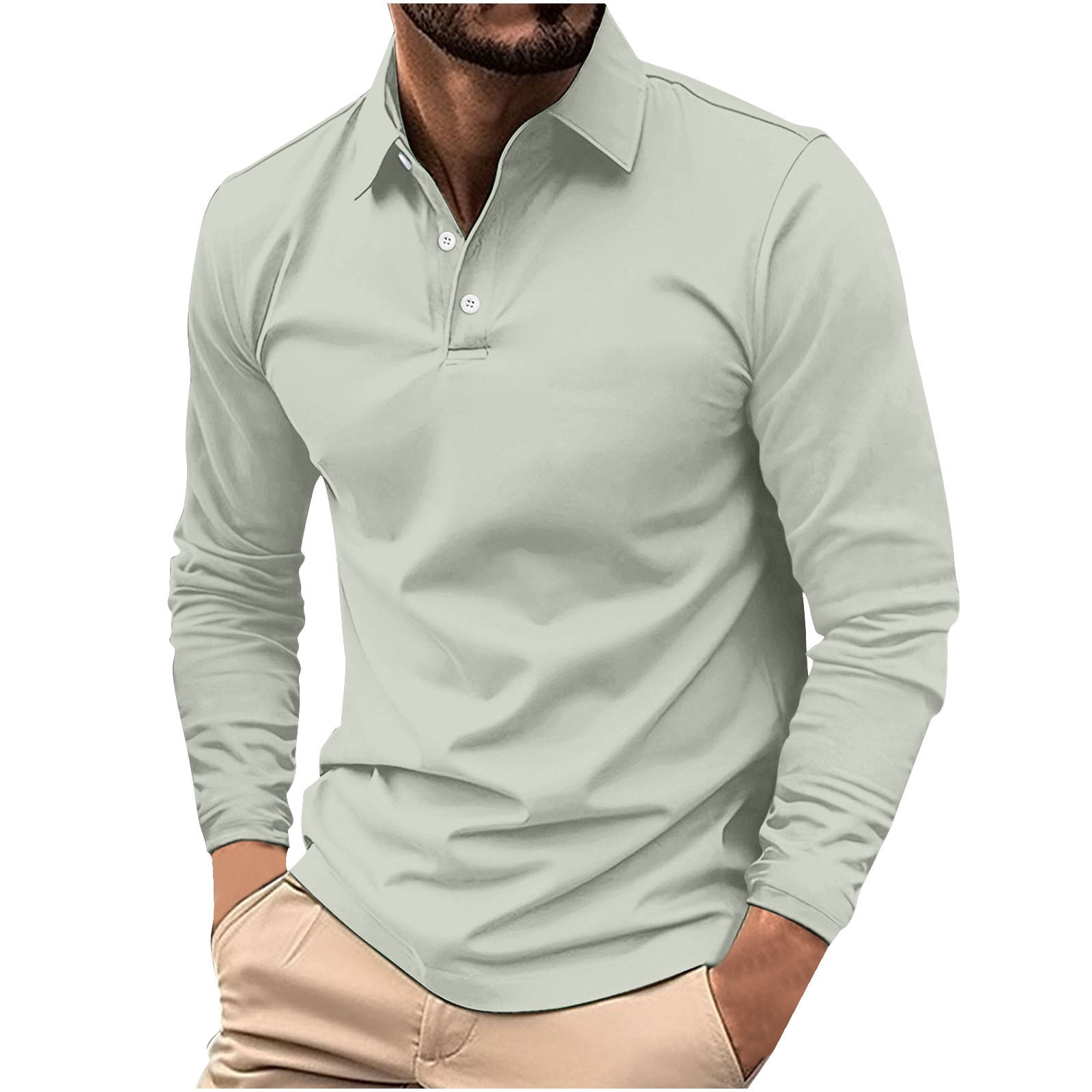 CaiJunJia George Long Sleeve Polo Shirts Men's Polo Shirts Long Sleeve ...