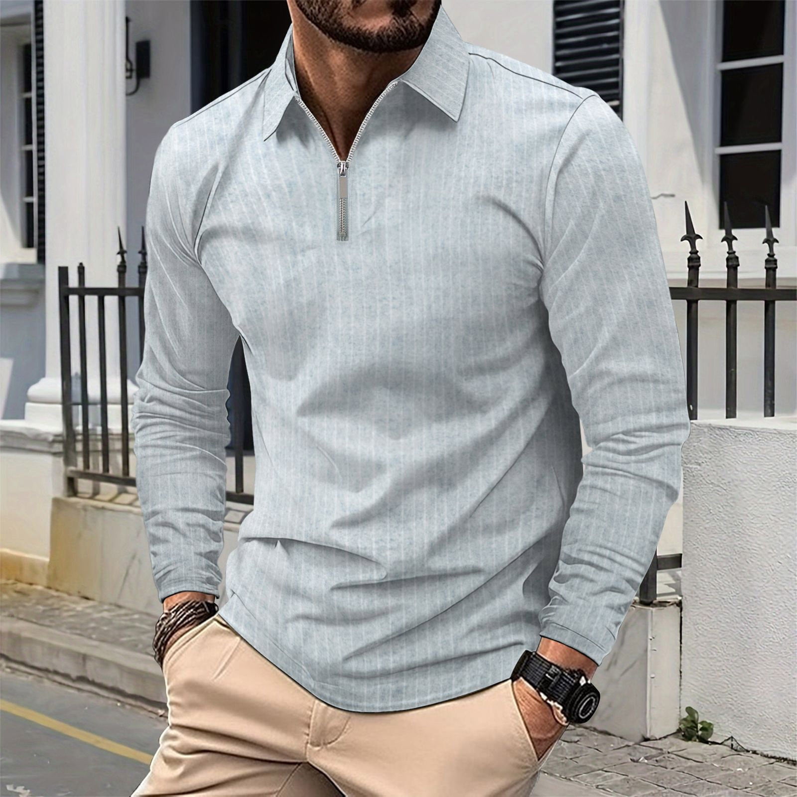 CaiJunJia George Long Sleeve Polo Shirts Men's Polo Shirts Long Sleeve ...