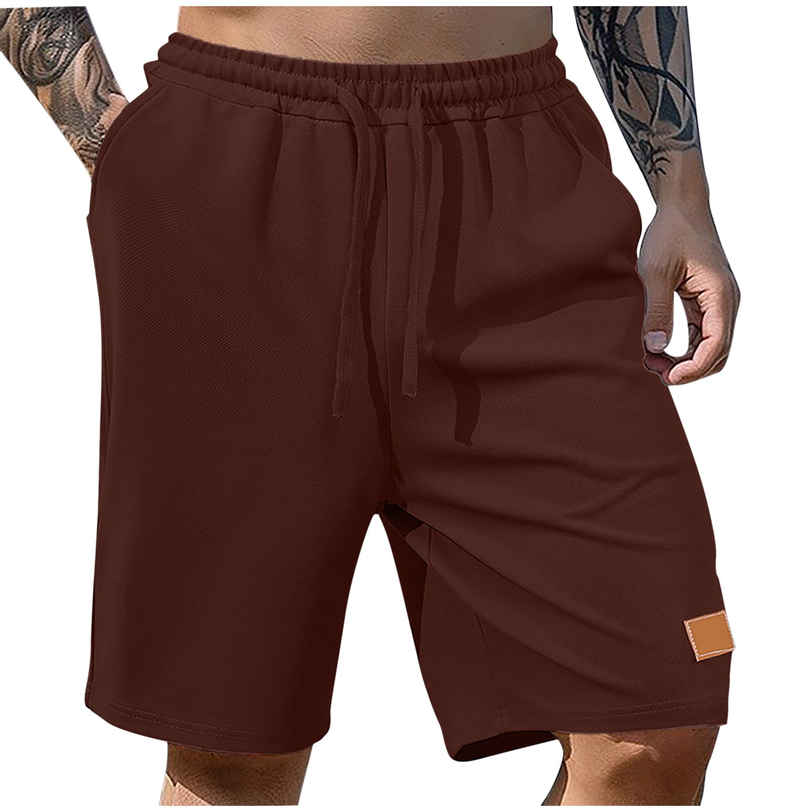 CaiJunJia Men's Waffle Shorts Casual Elastic Waist Drawstring Summer ...