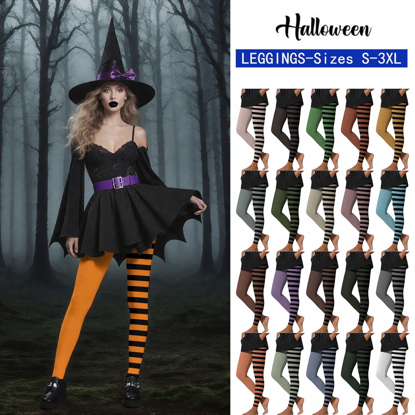 CaiJunJia Halloween Costumes for Women Witch,Striped Tights for Women ...