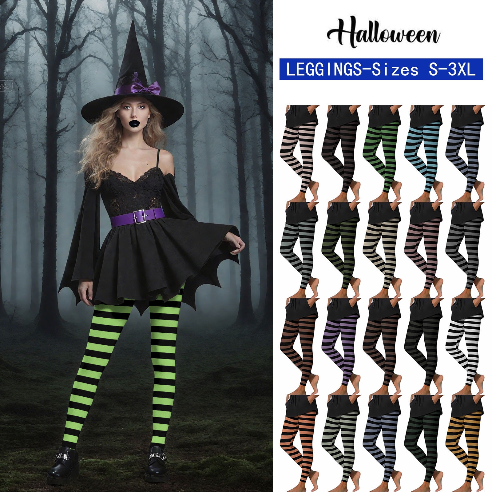 CaiJunJia Halloween Leggings for Women,Halloween Striped Womens Tights ...