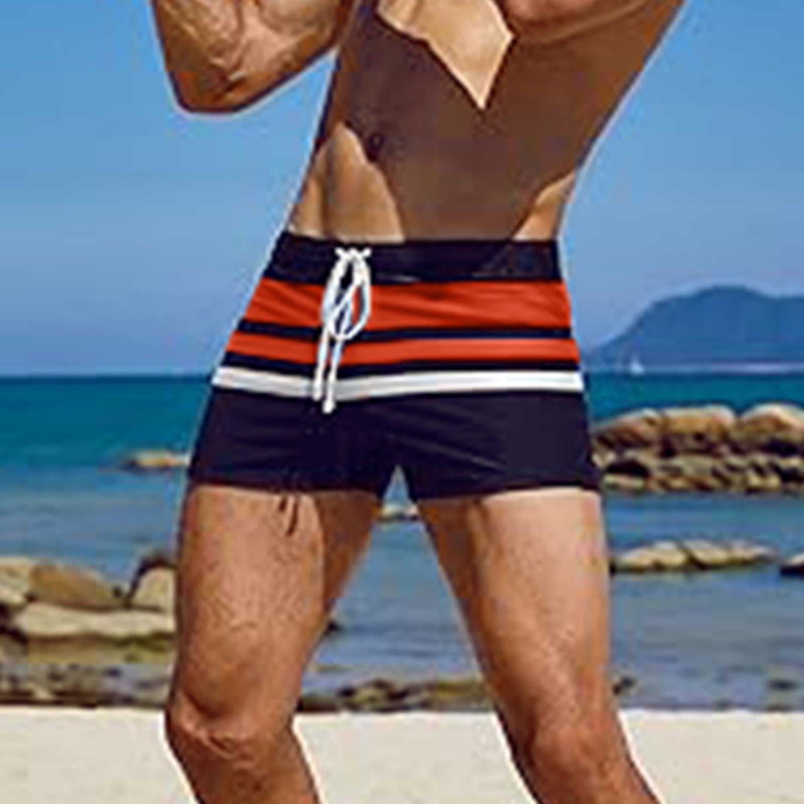 CaiJunJia Men's Athletic Swim Jammers Quick Dry Compression Square Leg ...