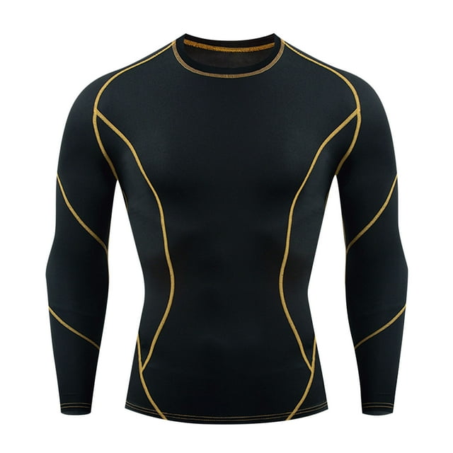 CaiJunJia Men’s Compression Shirts Long Sleeve Athletic Workout Rash ...