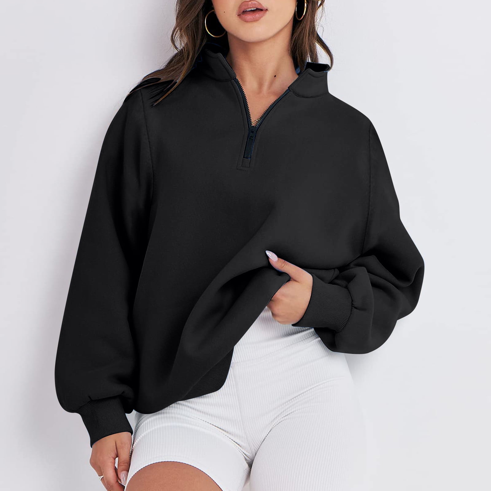CaiJunJia Sweatshirts No Boundaries Clearance,Women Half Zip Solid ...