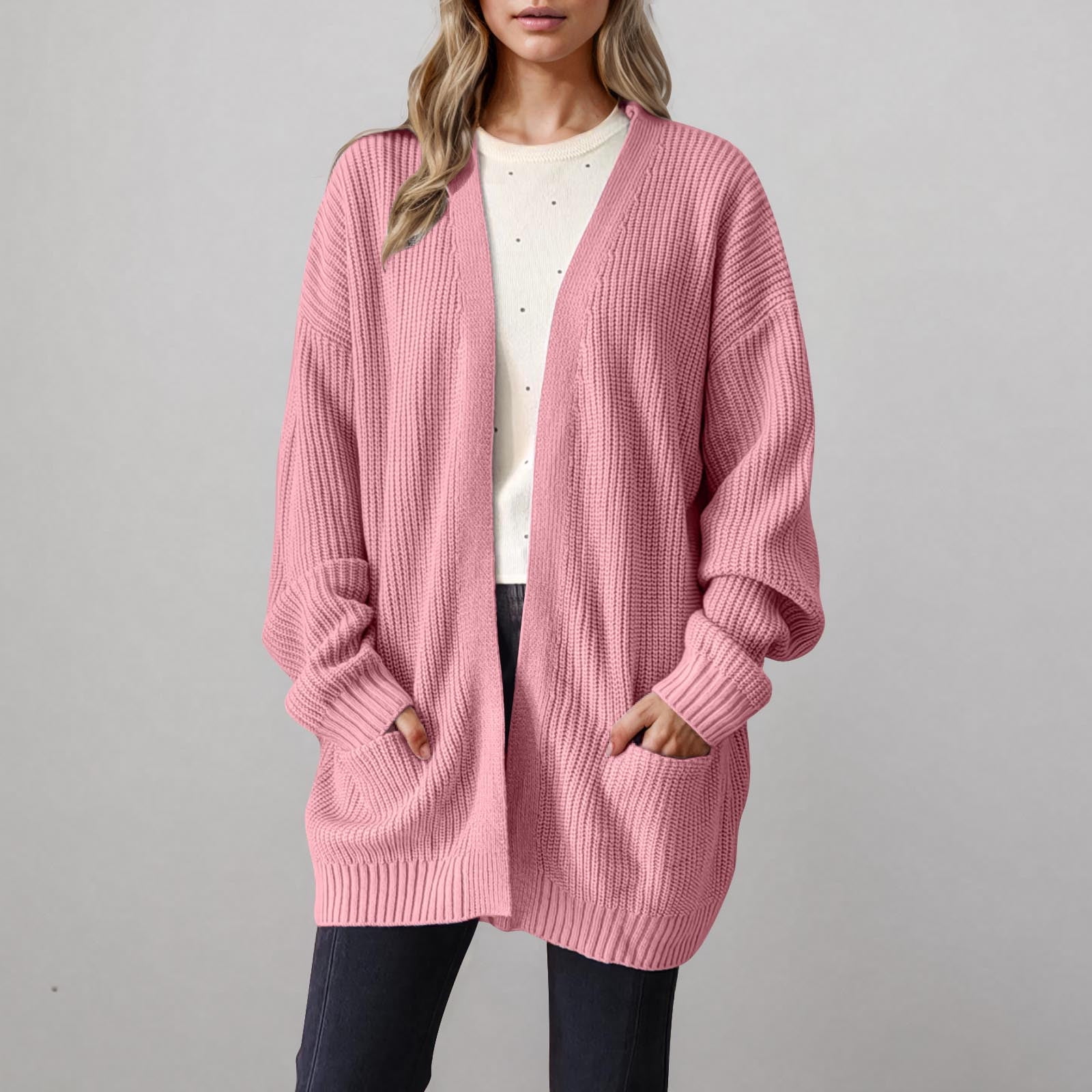CaiJunJia Oversized Knit Cardigans Womens Soft Open Front Cardigan ...
