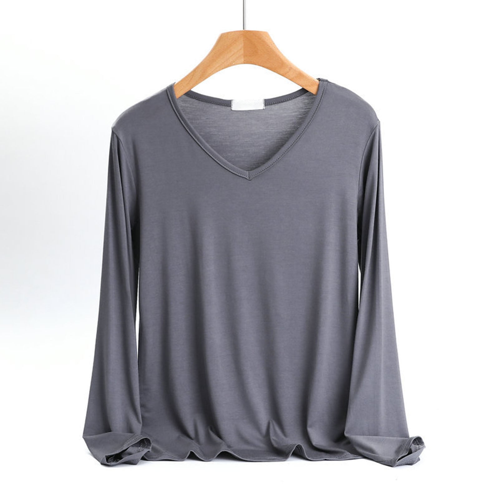 CaiJunJia Women's Casual Long Sleeve T Shirt V Neck Basic Loose Tunic ...