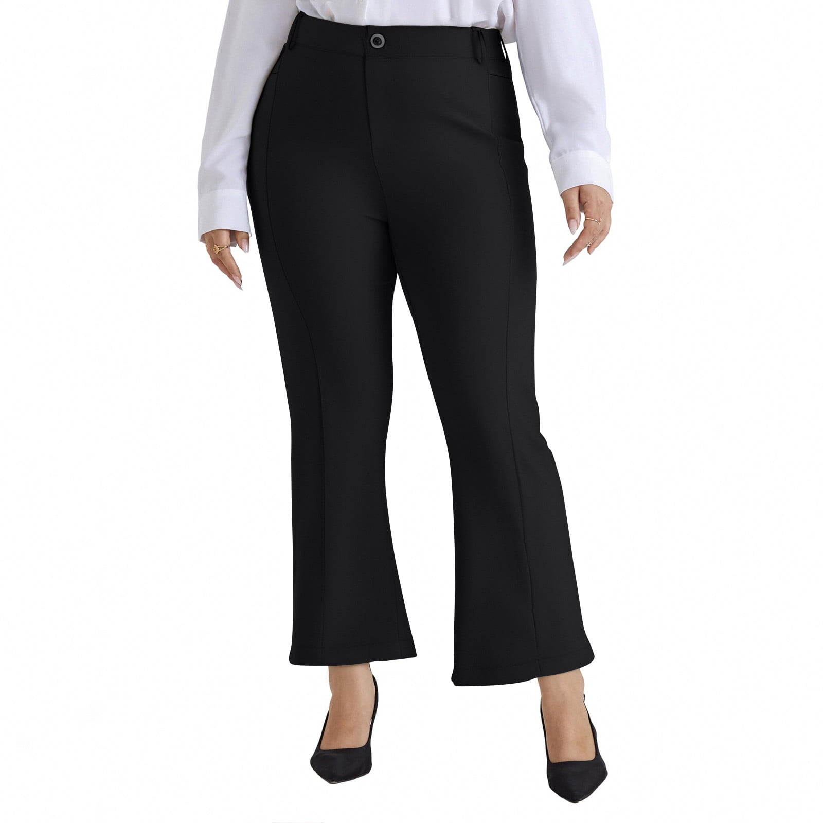 CaiJunJia Women's Plus Size Dress Pants,Slimming Panel Stretch Business ...