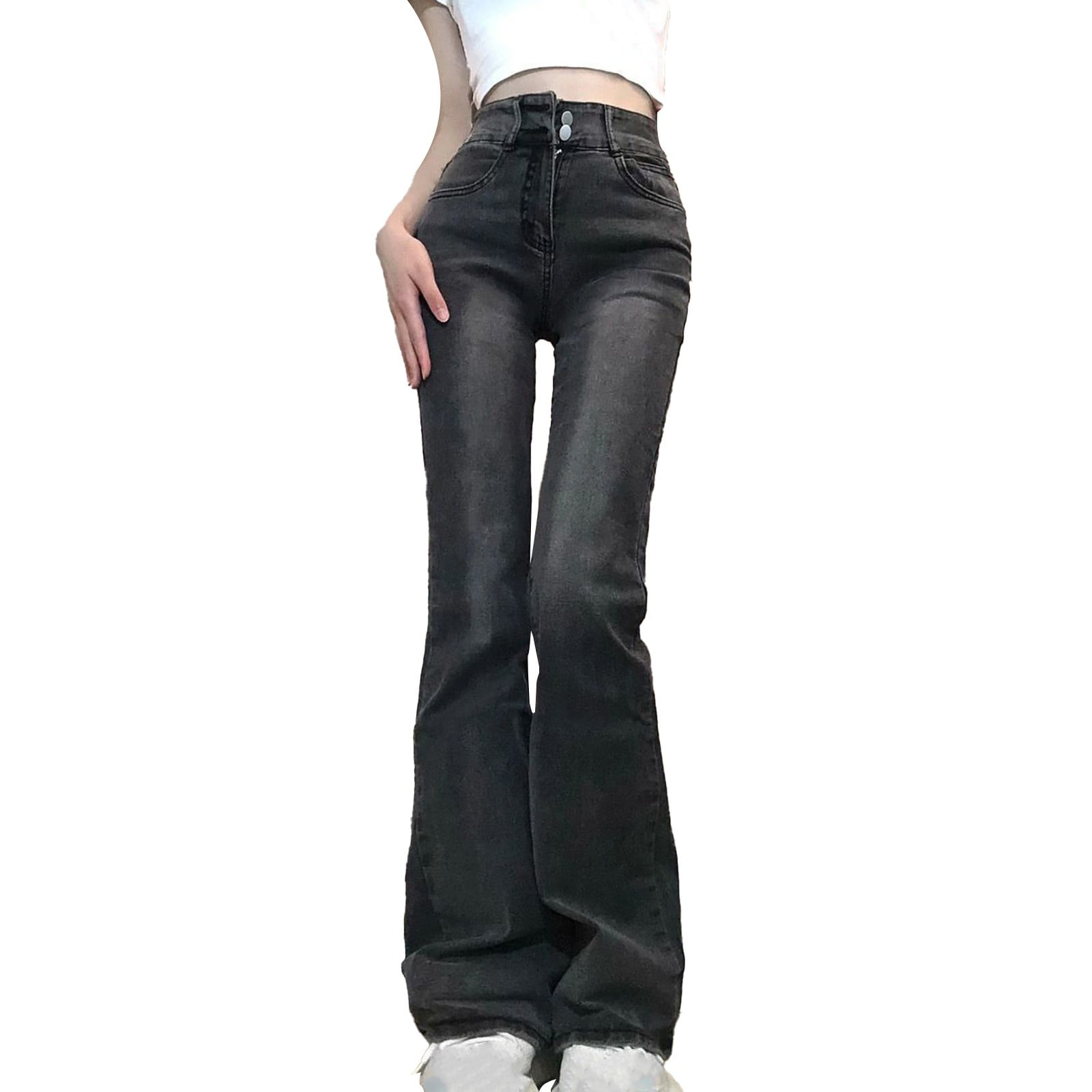 CaiJunJia Womens Jeans ,Womens Flare Jeans High Waist Wide Leg Bell ...
