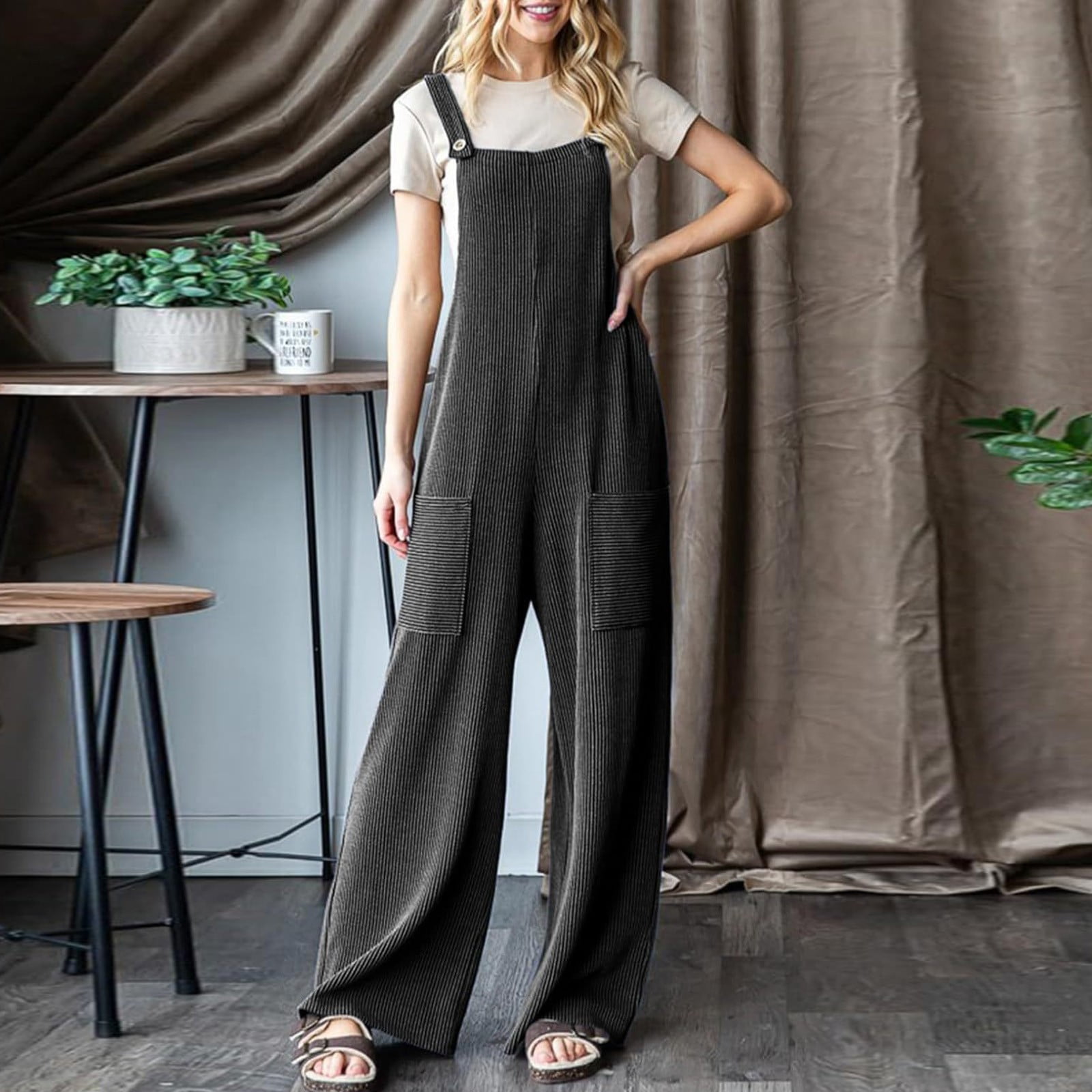 CaiJunJia Womens Jumpsuits Overalls Wide Leg Casual Summer Outfits ...
