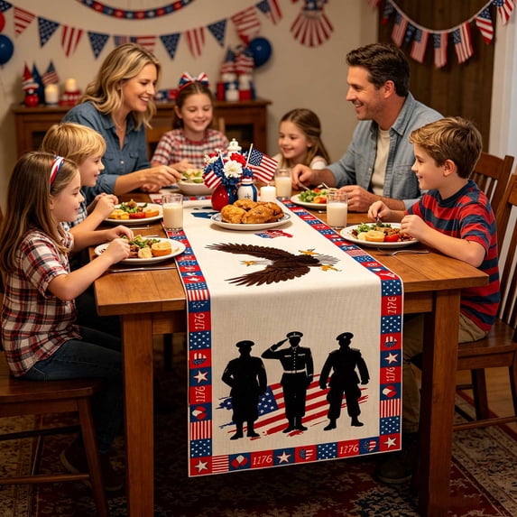 CaiTeLin 4th Of July Table Runner, Linen Red White Blue Table Cover ...