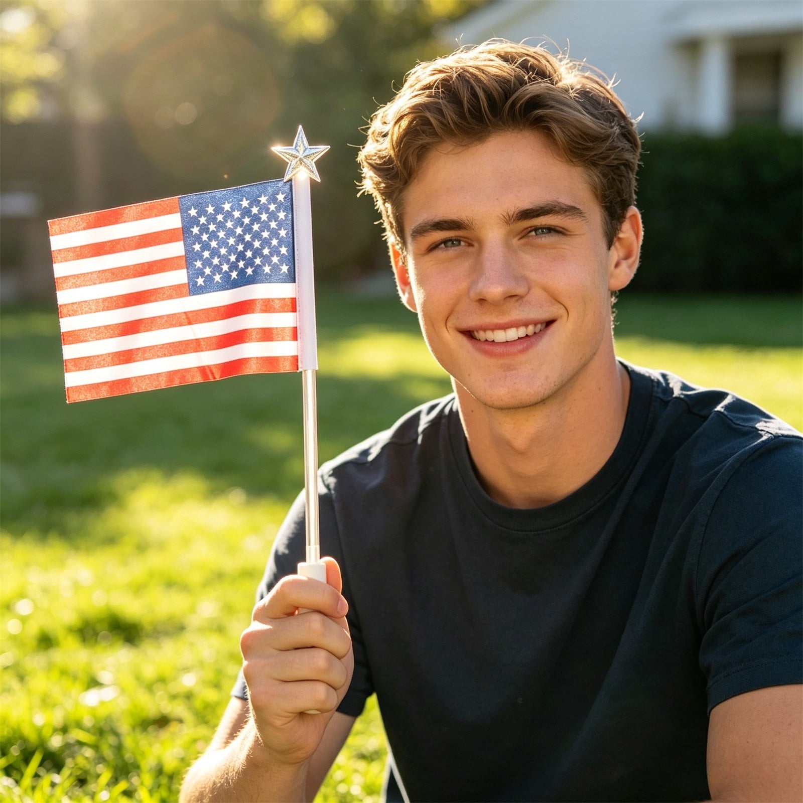 CaiTeLin America Independence Day Illuminated Flag, Hand-Held Banner ...