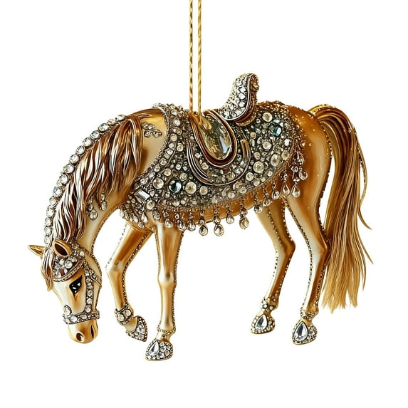 CaiTeLin Christmas Horse Ornament, 3 Inch Acrylic Animal, Festive Tree ...