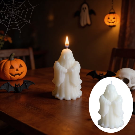 CaiTeLin Ghost-shaped Decorative Candles, Cute White Figurine Candle ...