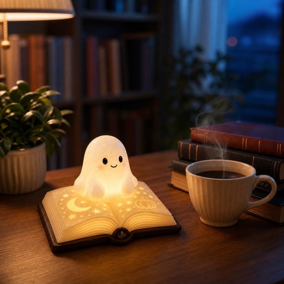 CaiTeLin Halloween Cute Ghost Book Tea Light, Ghost Candle for ...
