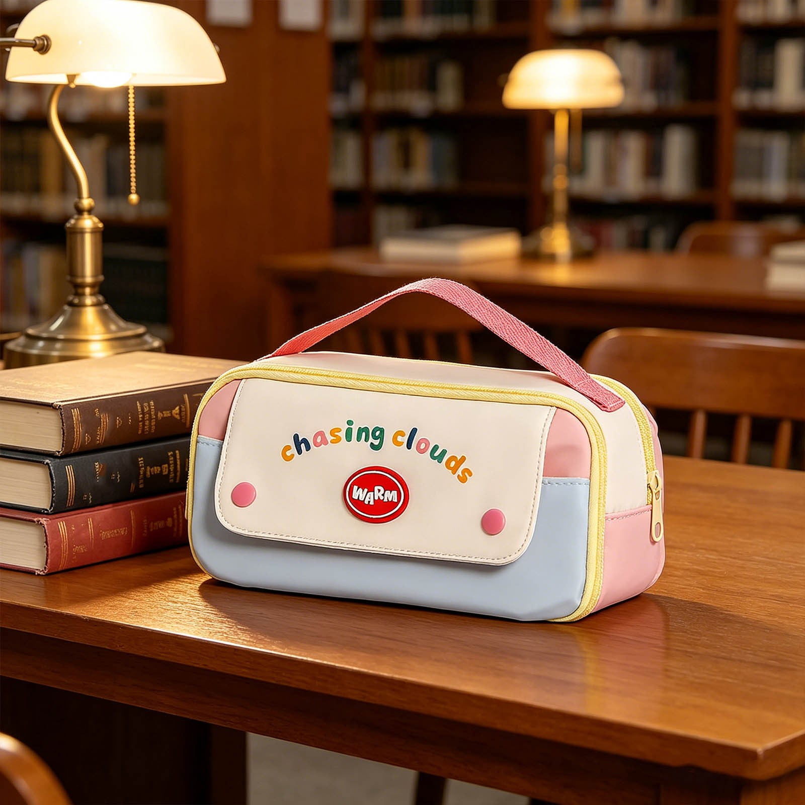CaiTeLin Handheld Color Block Pencil Case, Multi Layer Stationery Bag ...